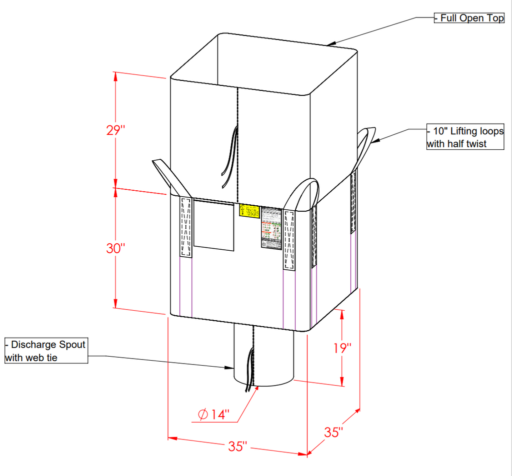 Tubular SUPER SACK® Container | Easy Forklift Access | 35" x 35" x 30"