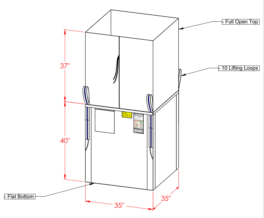 U-Panel SUPER SACK® FIBC | 4000 lbs Capacity | 35" x 35" x 40"