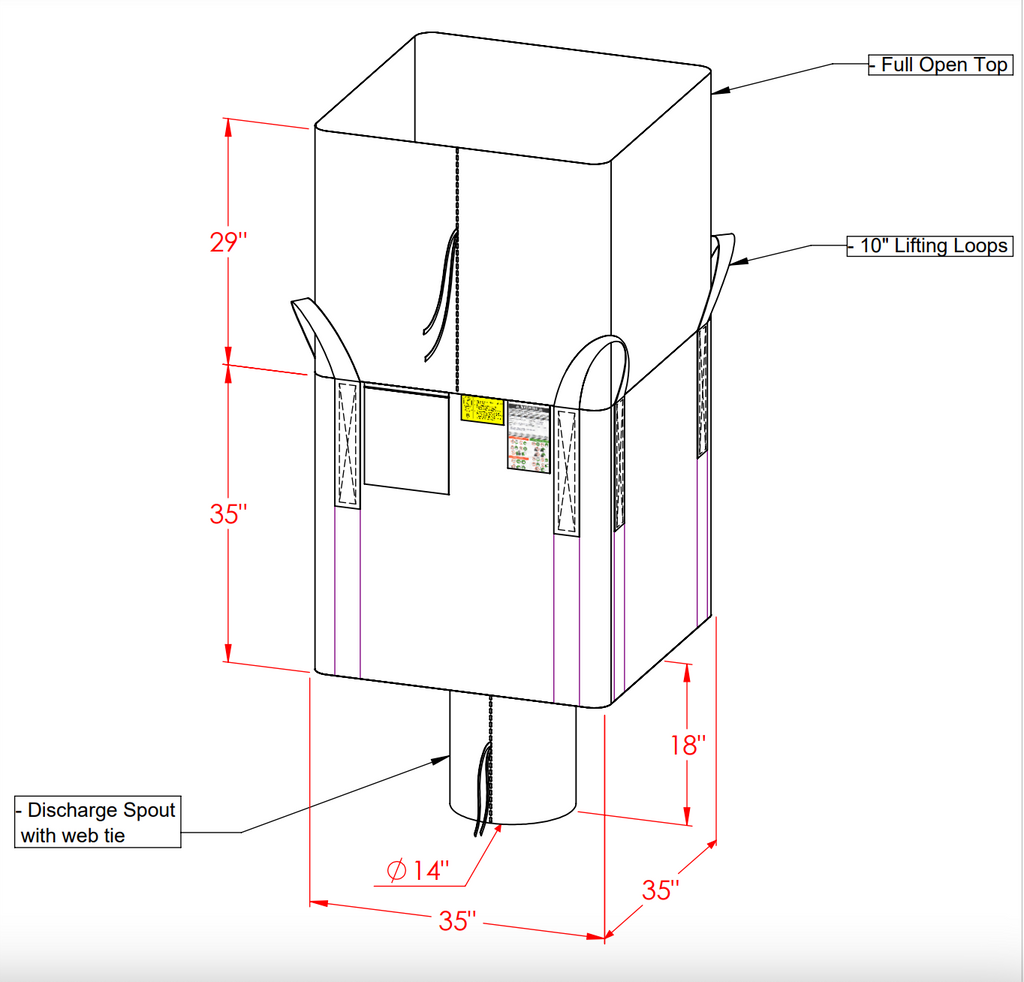3000 lb Capacity Tubular SUPER SACK® Container | 35" x 35" x 35"