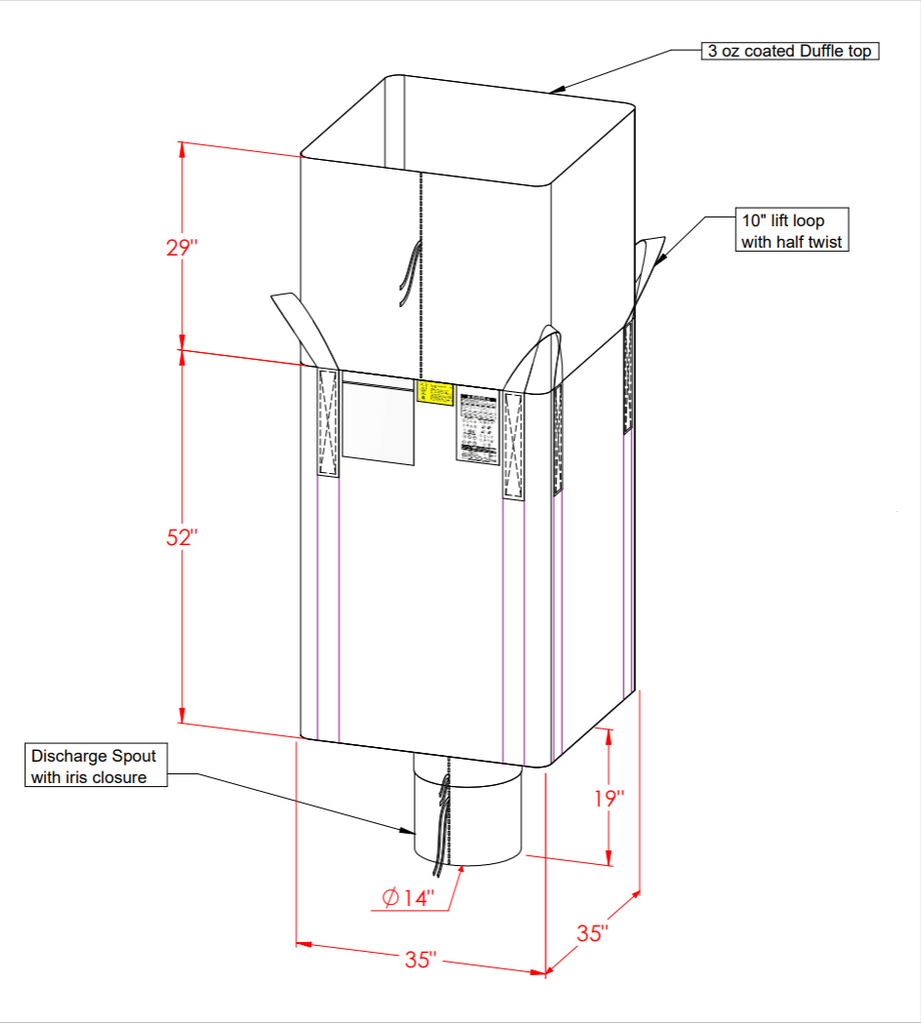 Tubular SUPER SACK® Mega | 3000 lbs Capacity | 35" x 35" x 52"