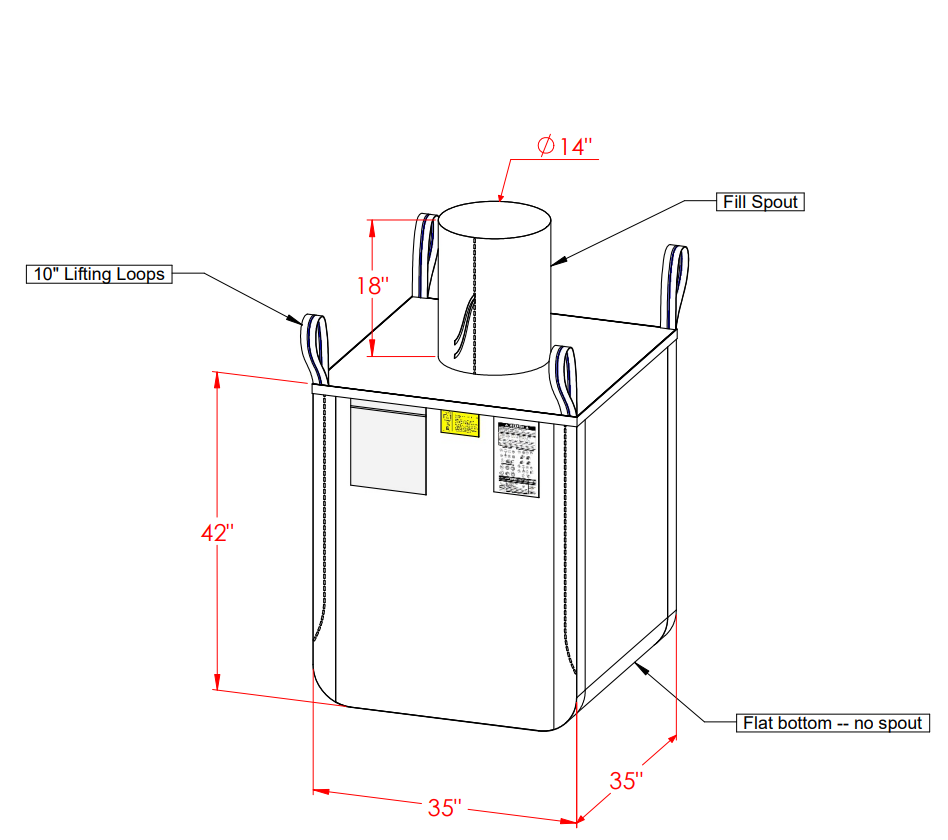 U-Panel SUPER SACK® FIBC | 4000 lbs Capacity | 35" x 35" x 42"