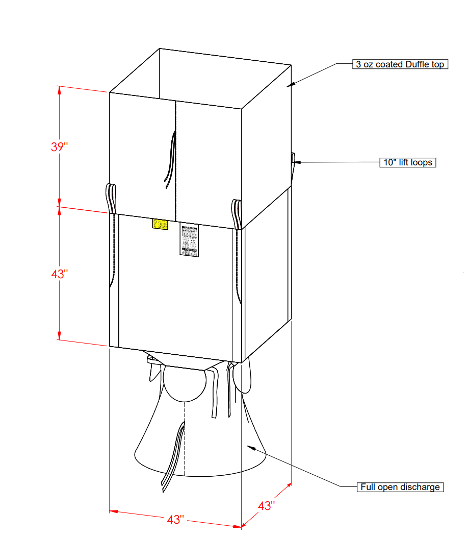 SUPER SACK® Plus Bulk Bag | 43" x 43" x 43" | Open Top, Dump Bottom